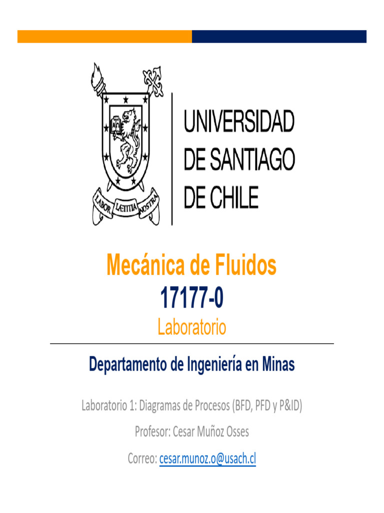 Mecanica de Fluidos - Laboratorio 1 - Diagramas de Procesos (BFD, PFD y ...