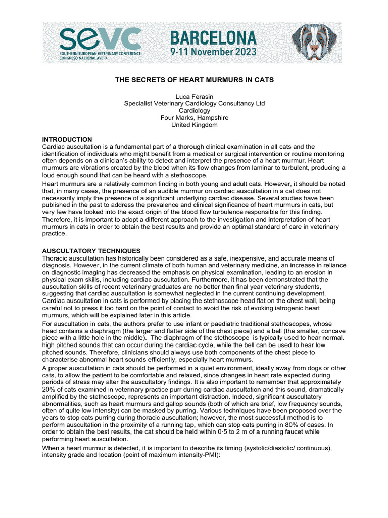 Understanding Heart Murmurs in Cats | PDF | Heart Valve | Heart