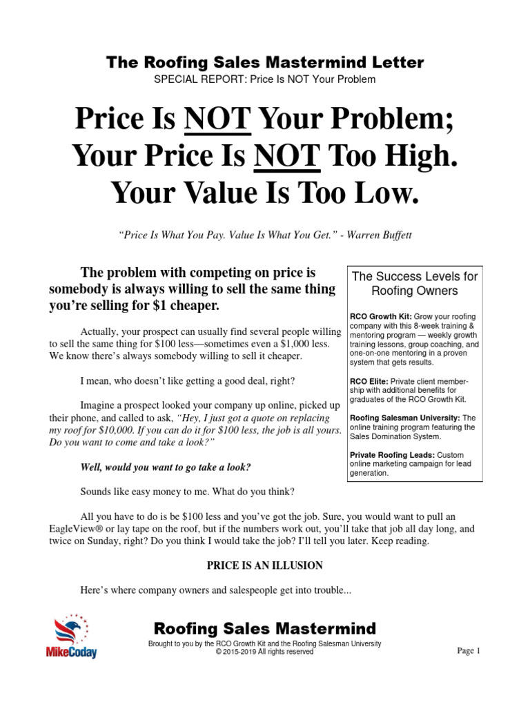 Pricing Strategy Special Report - Mike Coday | PDF | Sales | Prices
