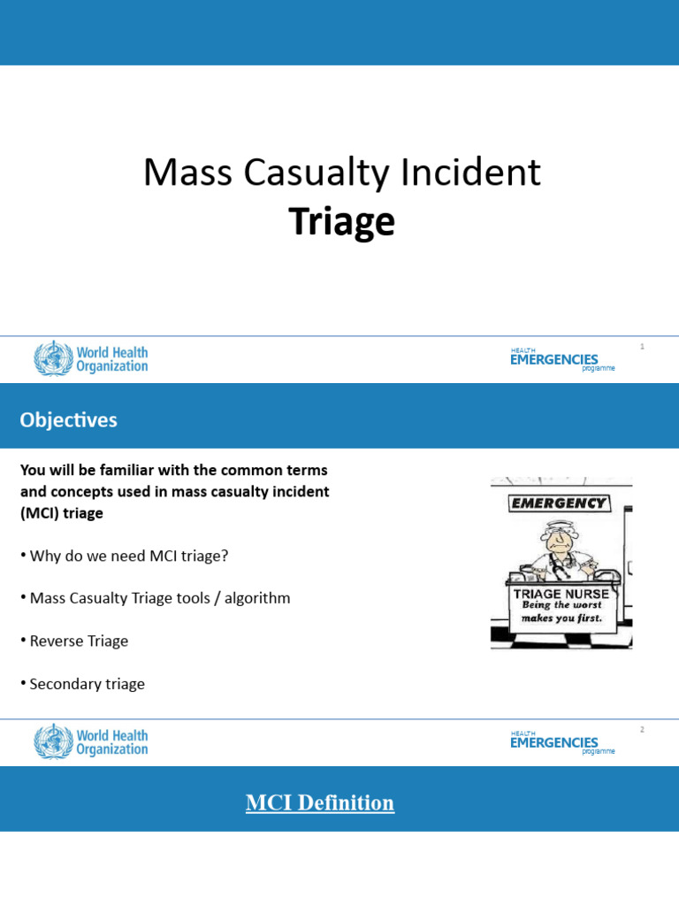 Who - Mci Triage | PDF | Emergency Department | Diseases And Disorders