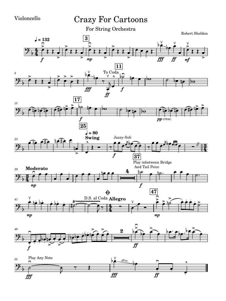 Crazy For Cartoons Parts-Violoncello | PDF | Musical Forms | Musical ...