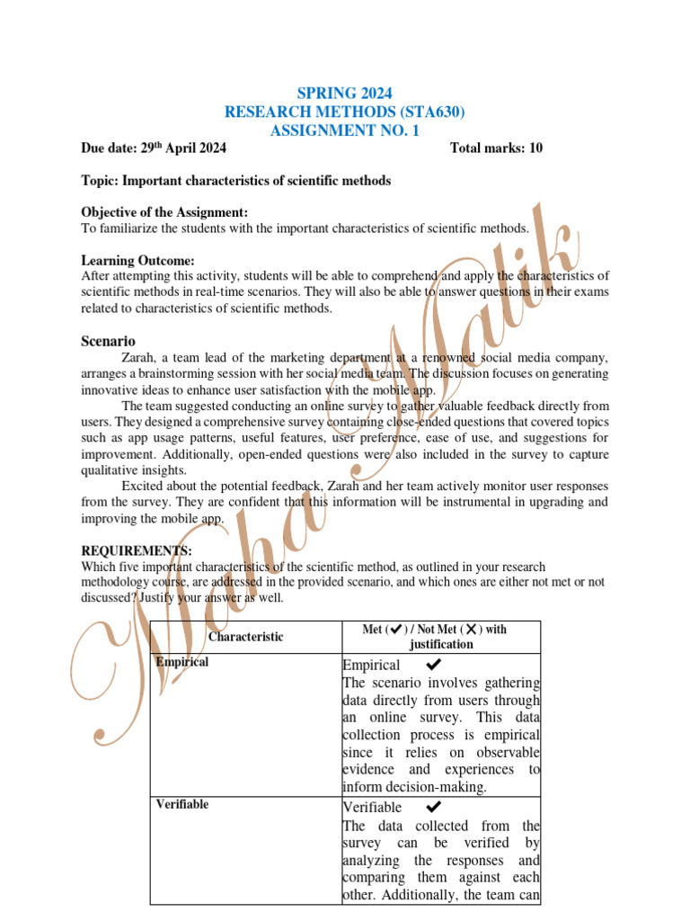 STA630 - Solved Assignment - by Maha Malik | PDF | Survey Methodology | Determinism