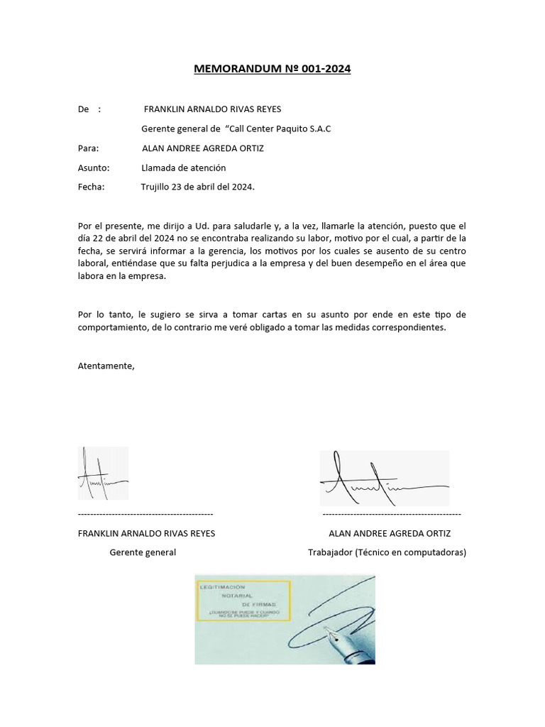 Memorandum #001 - 002 - 2024 | PDF