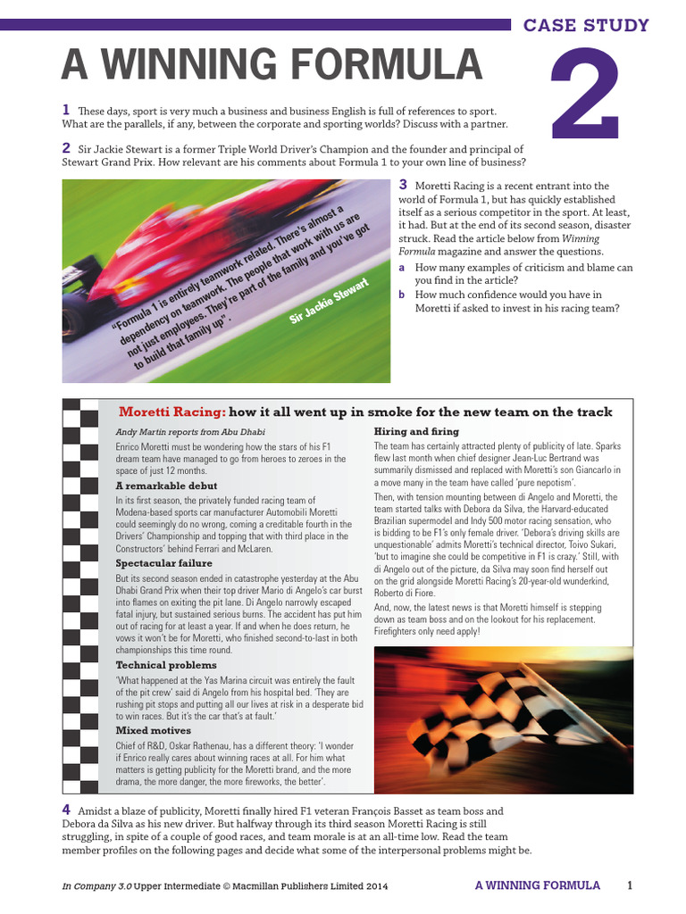 IC3 Upp-Int Case Study 2 | PDF | Formula One | Formula Racing Series