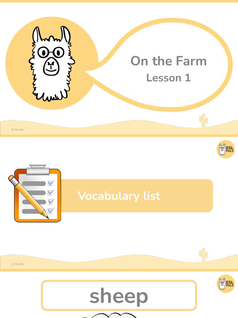 Farm Animals 1 - 1 - ELS For Kids | PDF | English As A Second Or ...