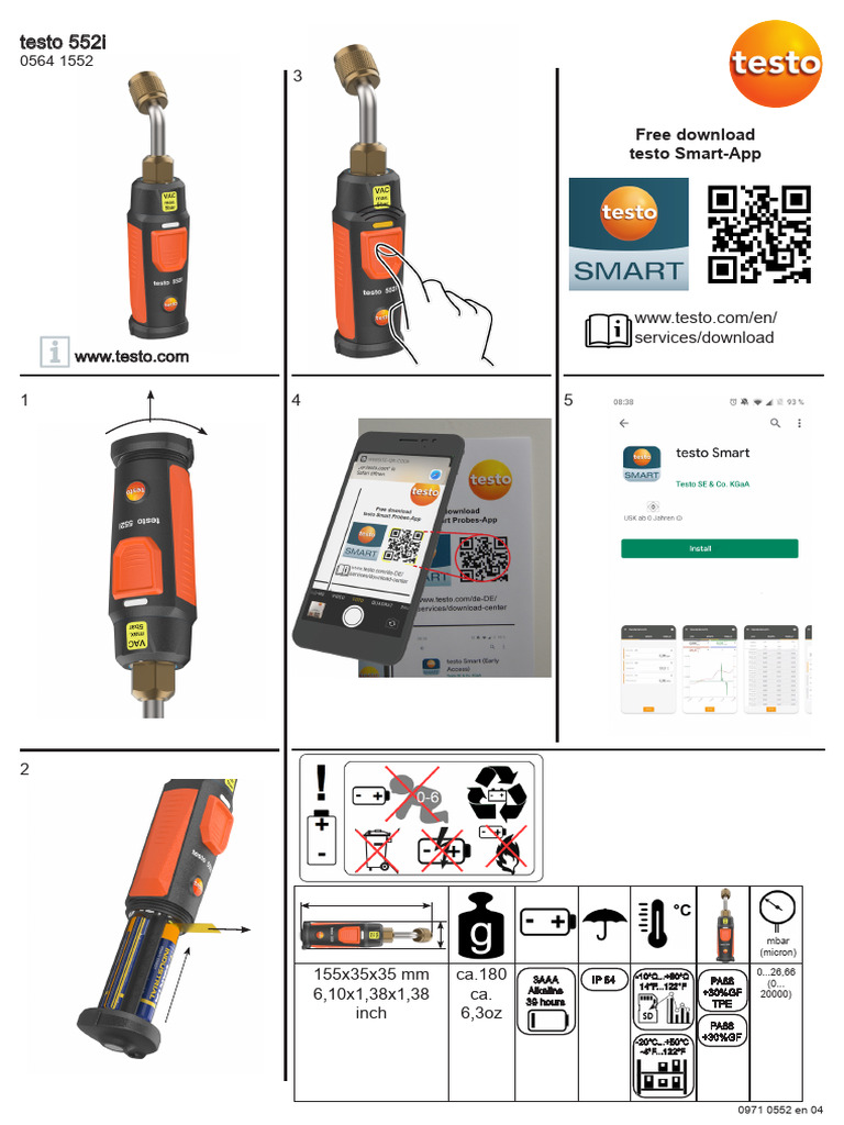 Testo 552i Vacuum Probe Quck Start Guide | PDF | Electromagnetic ...
