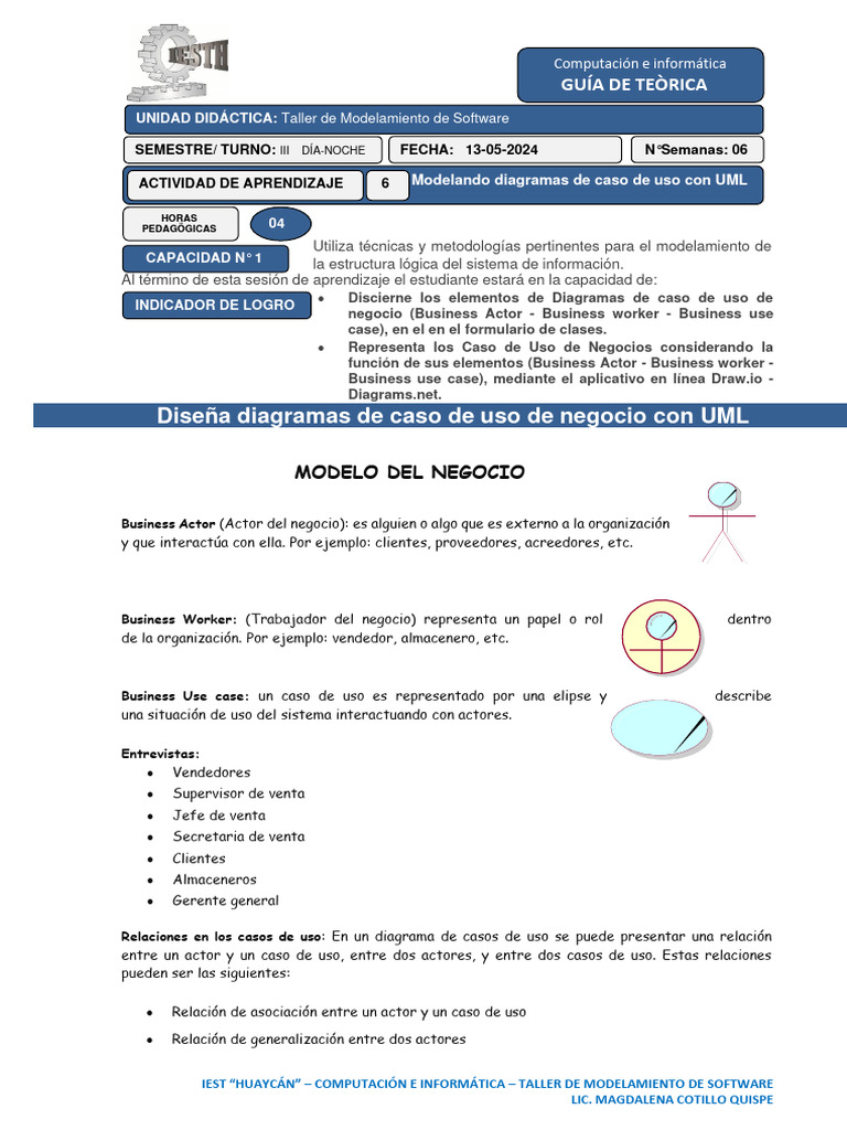 Clase 6 - TALLER - PRACTICAdocx | PDF | Caso de uso | Lenguaje de ...