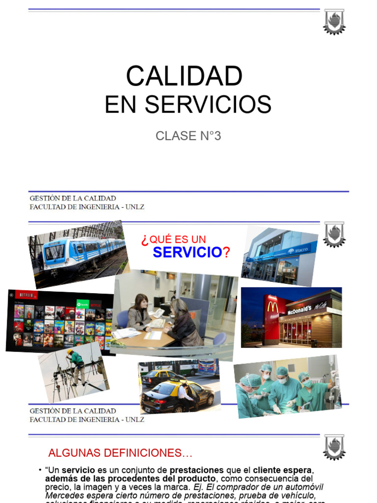 Clase 3 - Calidad en Servicios v01 | PDF | Calidad (comercial) | Cliente