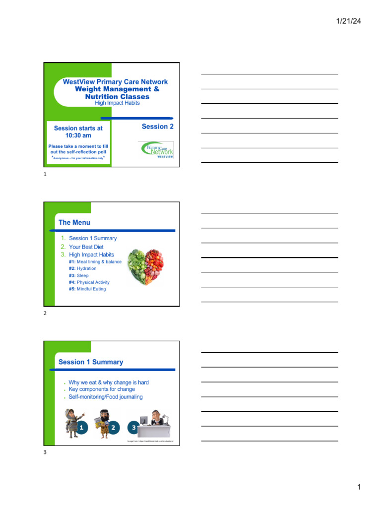 Session 2 Handout - High Impact Habits (Jan23) | PDF | Sleep | Weight ...