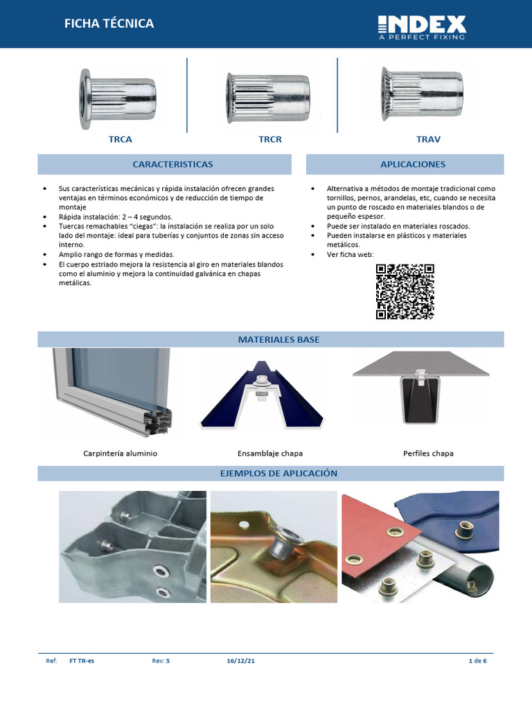 Tuercas Remaches Metricas | PDF | Tornillo | Metalurgia