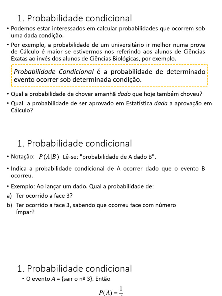 Guia de Probabilidade Condicional e Teoremas de Bayes | PDF ...