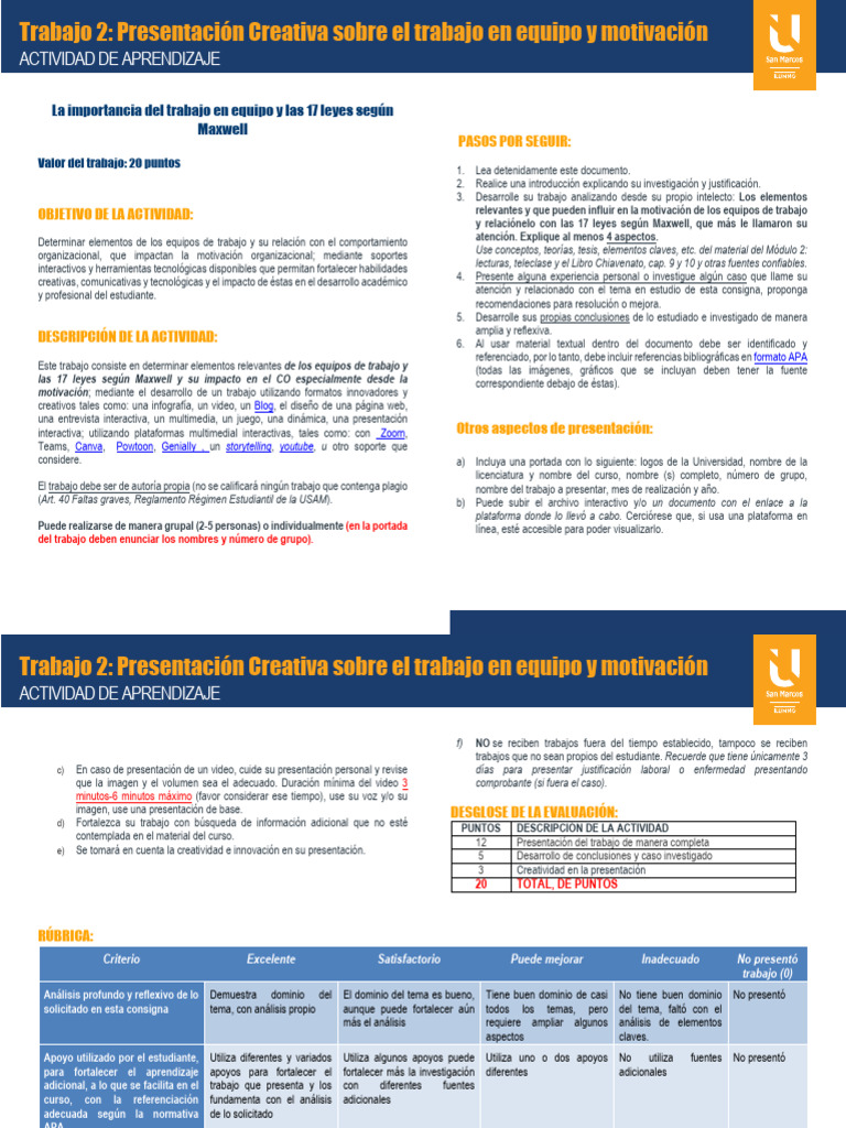 Trab 2 - CO - SEMANA 6 Mod 2 | PDF | Motivación | Motivacional