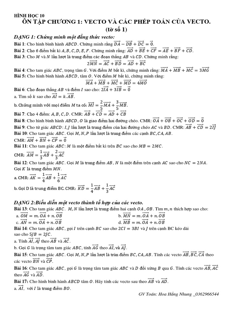 Các D NG Bài Vecto Chương 1 | PDF