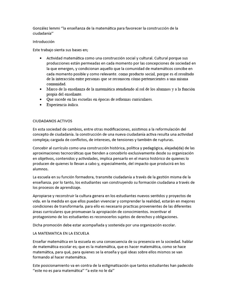 Gonzalez Lemmi | PDF | Enseñando | Pensamiento