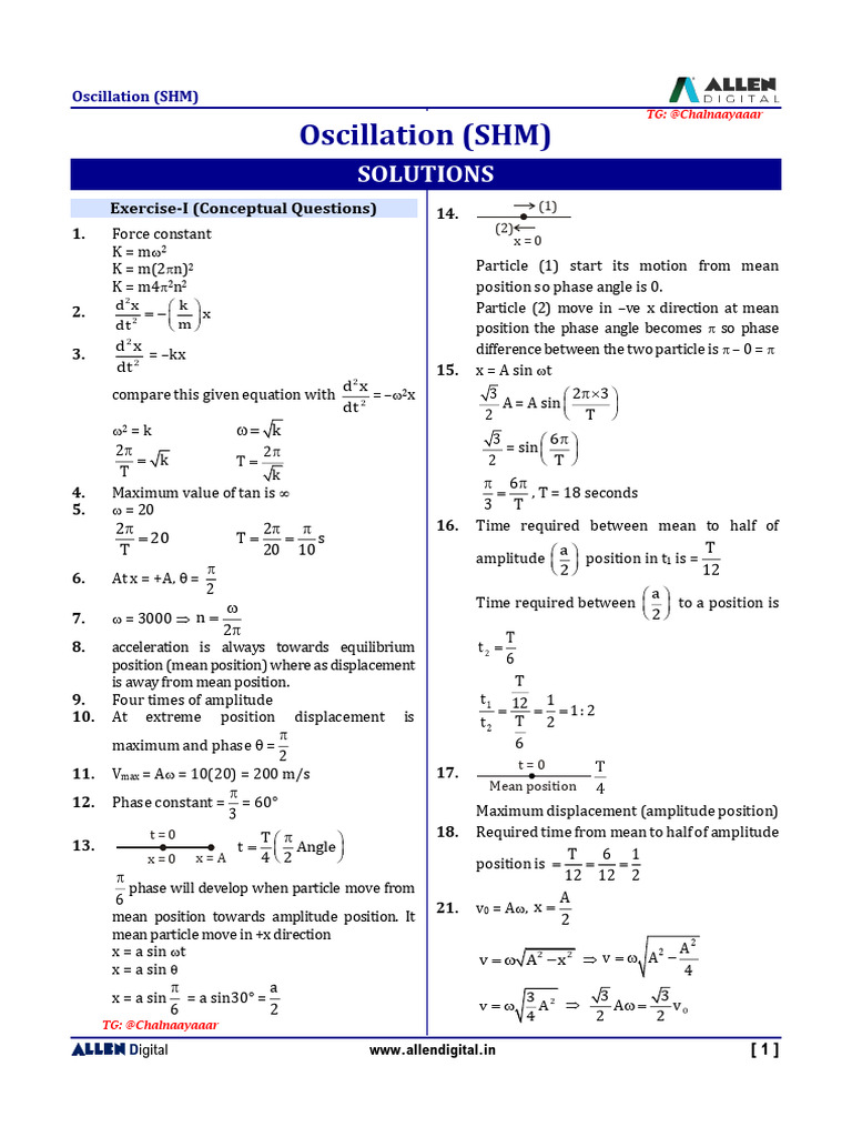 Oscillation (SHM) | PDF | Phase (Waves) | Oscillation