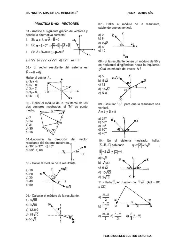 EJERCICIOS de VECTORES | PDF | Vector Euclidiano | Escalar (Matemáticas)