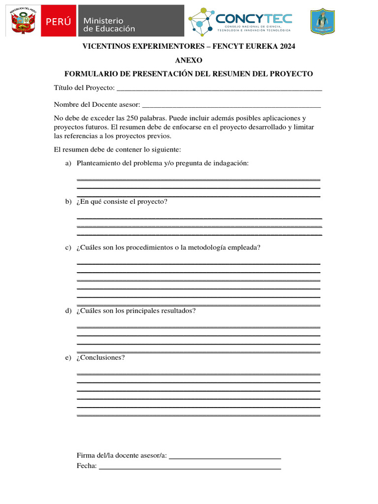 Resumen Del Proyecto 2024 - Eureka | PDF