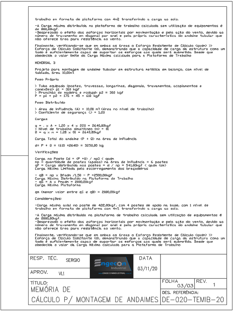 Memoria De Calc 3 Model Pdf