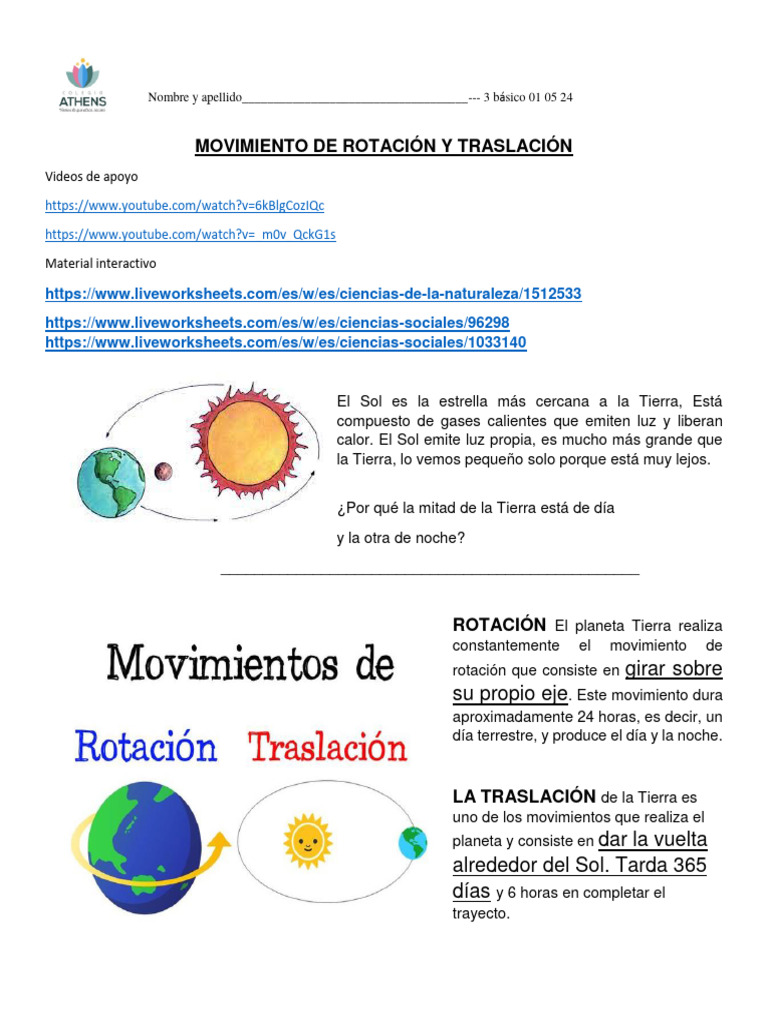 Rotación y Traslación de la Tierra | PDF | Tierra | Dom
