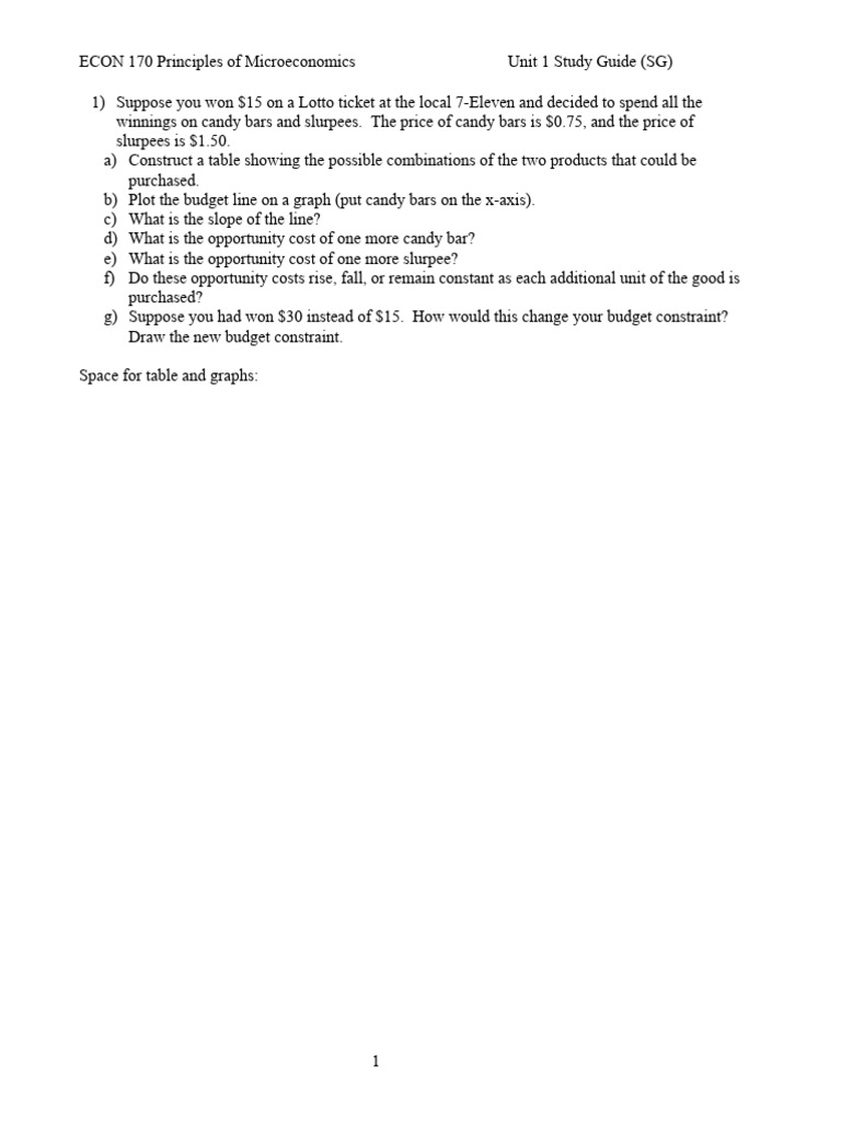 Microeconomics Unit 1 Study Guide | PDF | Supply And Demand | Economic ...