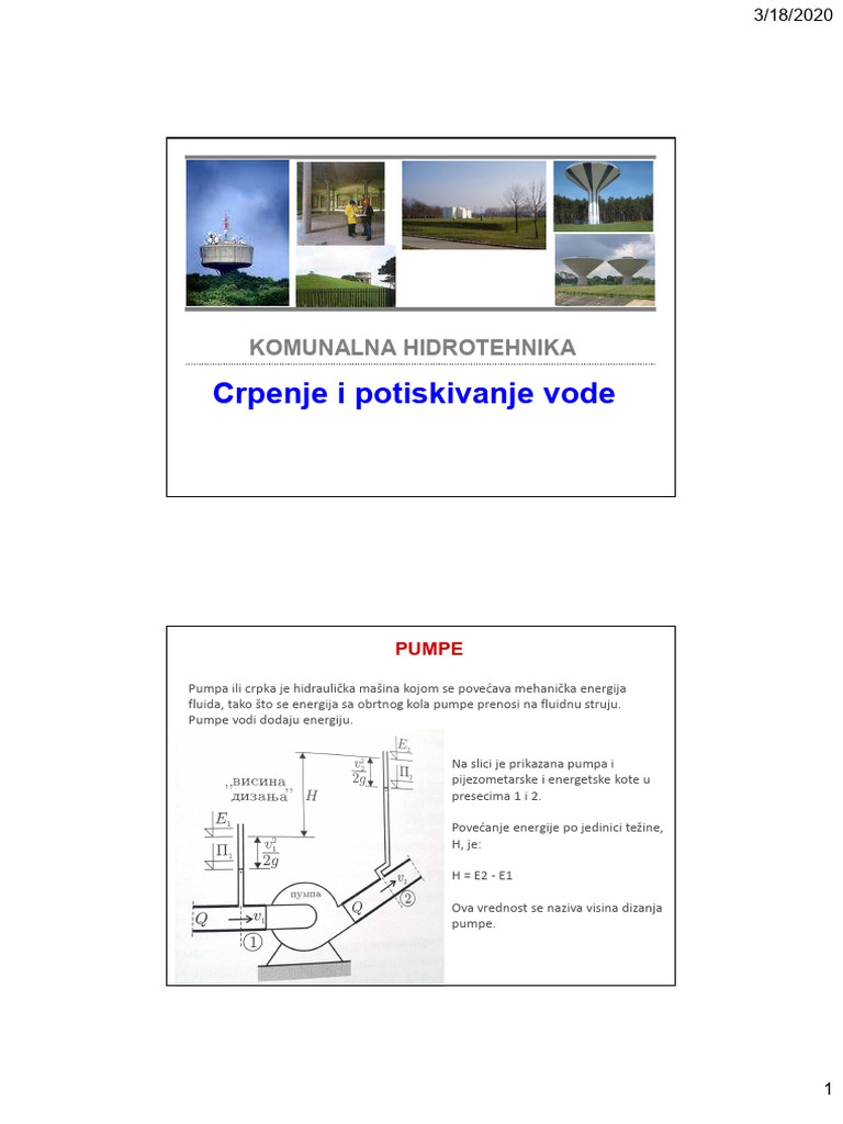 Predavanja 6 kh1 Pumpe I Crpne Stanice 1584525763286 | PDF