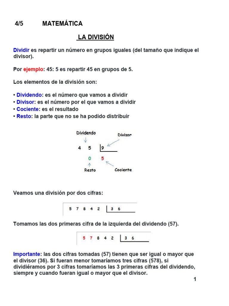 Divisiones para Quinto Grado Resueltas | PDF | División (Matemáticas ...