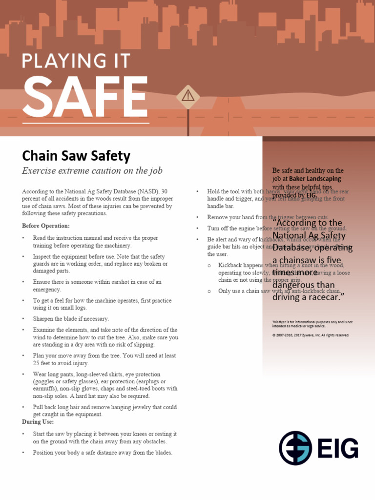 Playing It Safe - Chain Saw Safety | PDF | Safety