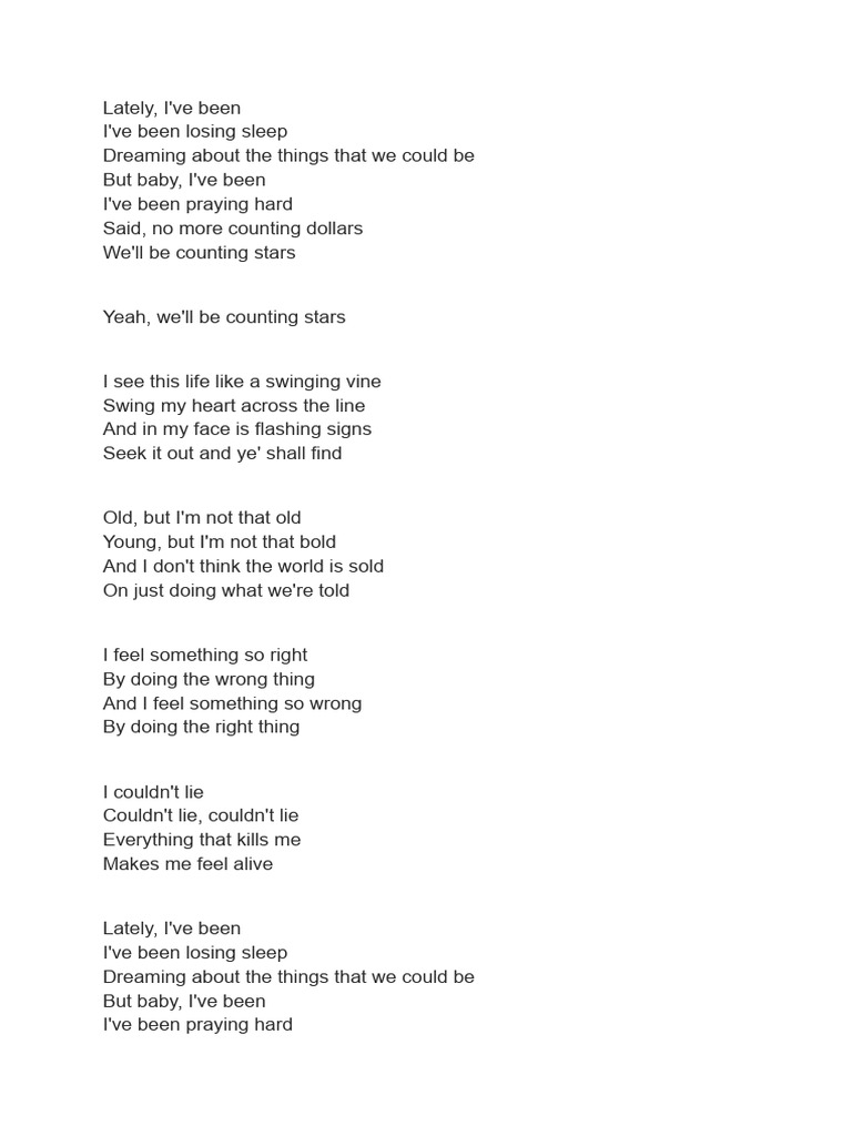 Counting Stars One Republic | PDF | Self-Improvement