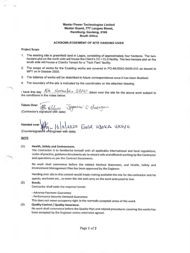 001 - WIOCC - MPT Acknoledgement Letter | PDF