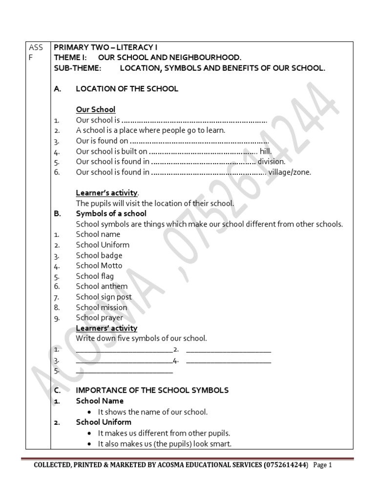 Primary Two Literacy: School Overview | PDF | Foods | Family