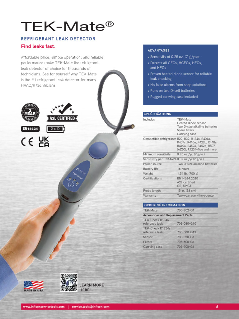 TEK-Mate Product Sheet (English) | PDF | Home Appliance | Engineering Thermodynamics