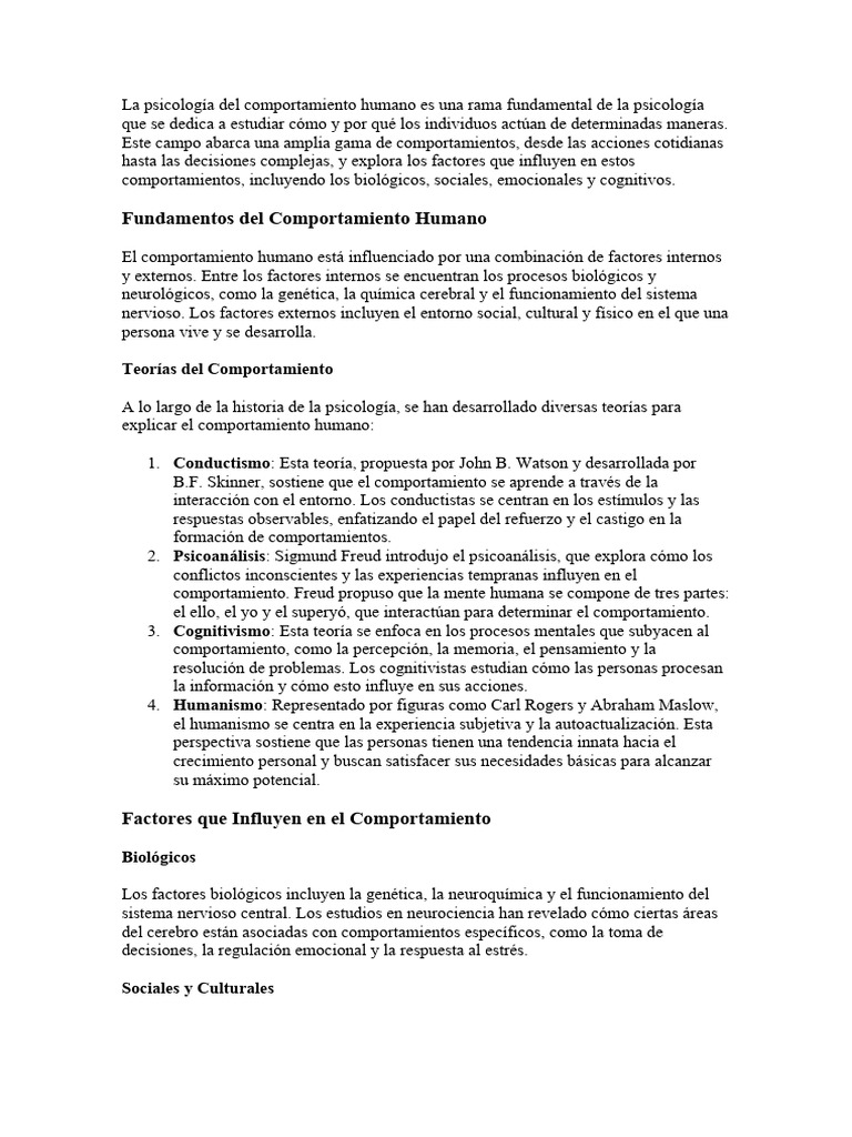 La Psicología Del Comportamiento Humano Pdf Las Emociones Sicología