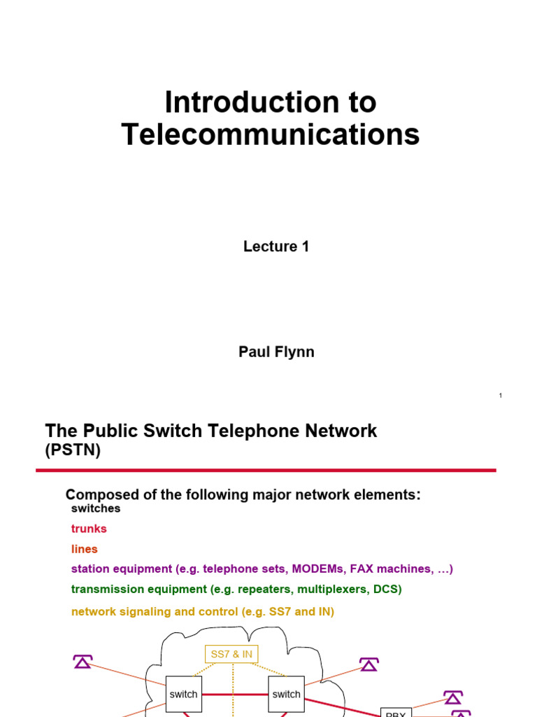 Lecture 1 Intro To Telecommunications | PDF | Telephone Exchange | Telephony