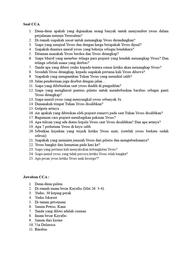 Soal CCA PASKAH 2024 | PDF