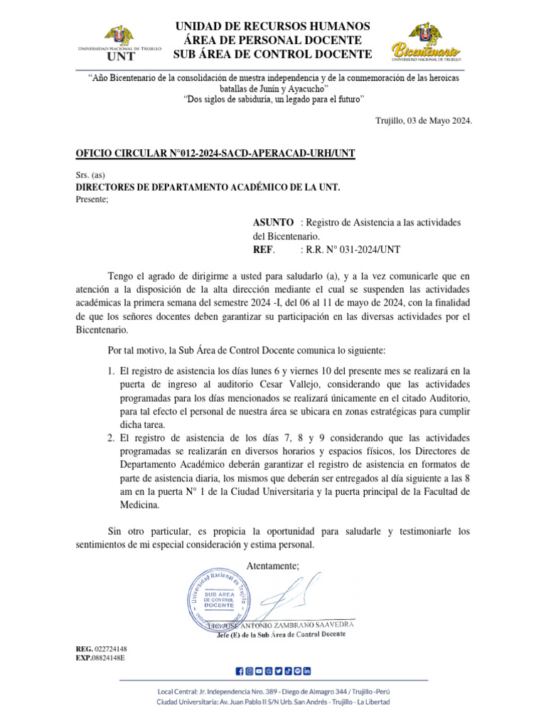 Oficio Circular N°012-2024-Sacd | PDF Oficio Circular N°012-2024-Sacd | PDF