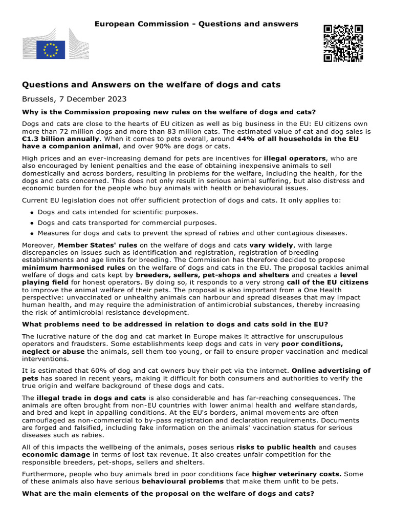 Questions and Answers on the Welfare of Dogs and Cats | Download Free ...