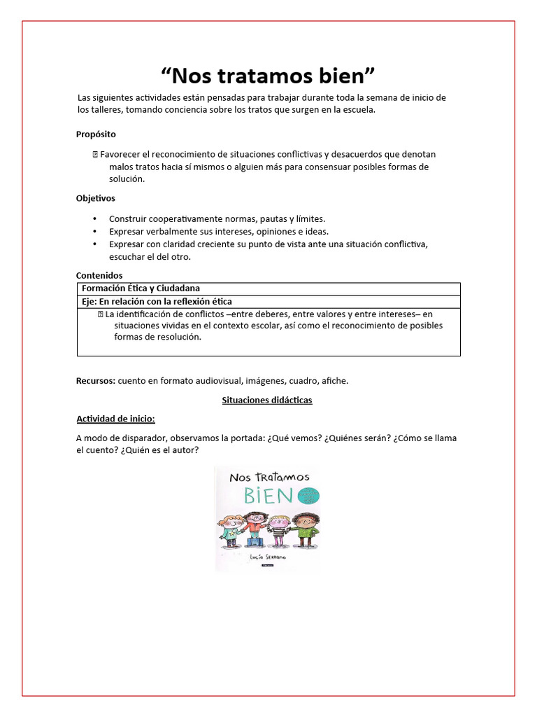 Mini Secuencia - Nos Tratamos Bien.24docx | PDF | Salud y bienestar