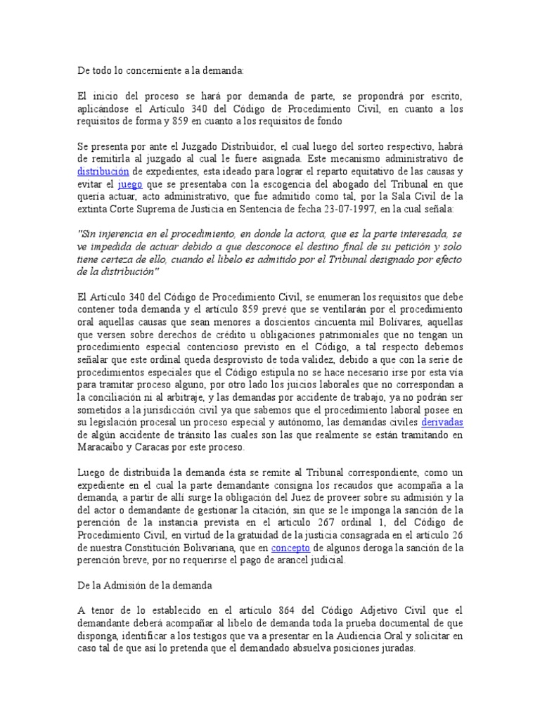 Procedimiento de Una Demanda Civil | PDF | Procedimiento Civil ...