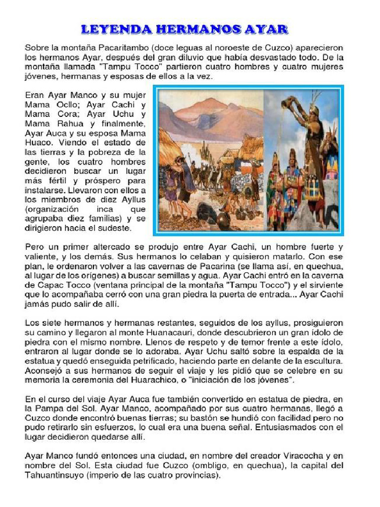 Ficha de Com , Leyenda de Los Hermanos Ayar 24 de Junio | PDF Ficha de Com , Leyenda de Los Hermanos Ayar 24 de Junio | PDF