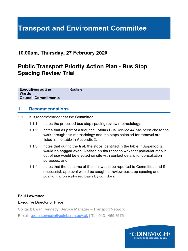 Public Transport Priority Action Plan - Bus Stop Spacing Review Trial ...