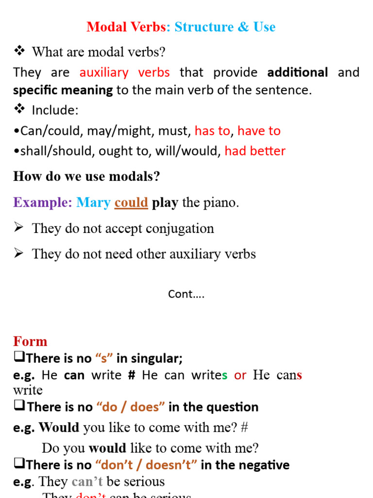 Modal Verbs For RDAE | PDF | Verb | Language Mechanics
