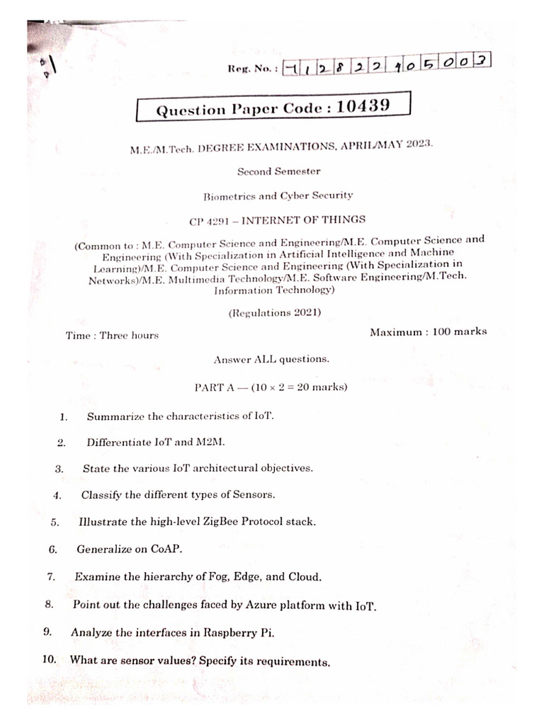 Sem 2 IOT ML QP | PDF