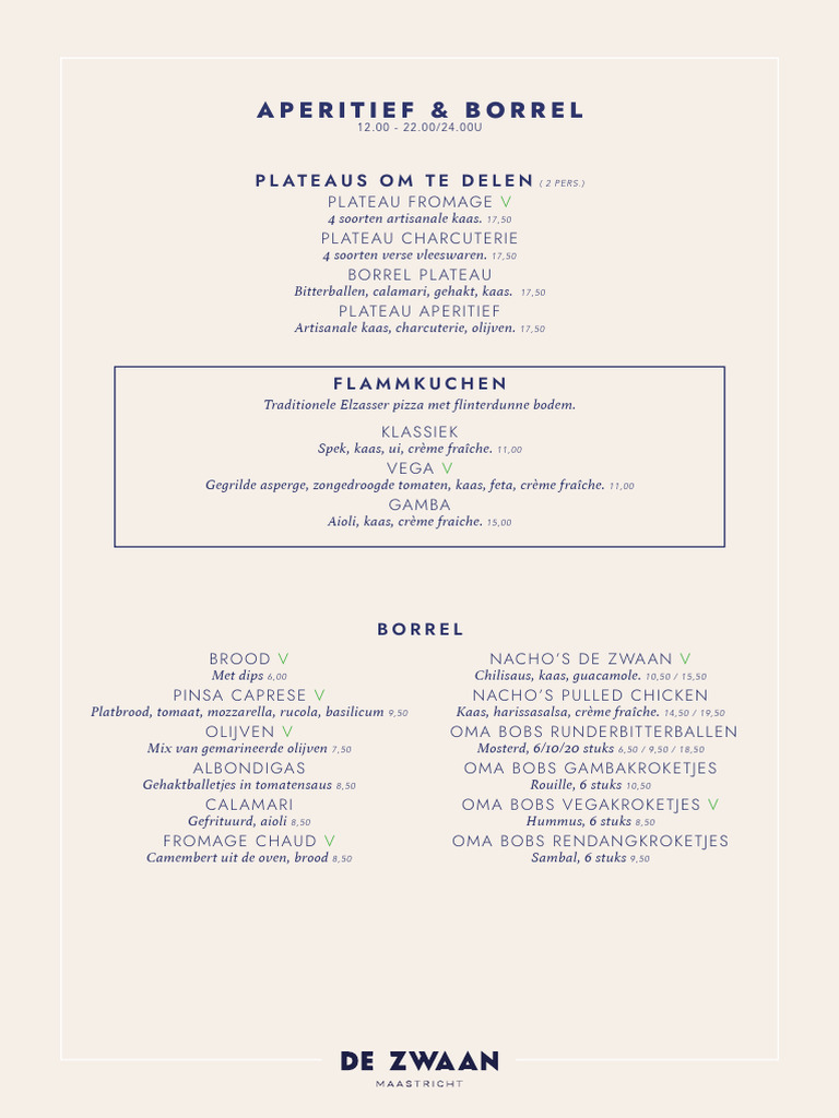 De Zwaan Menu | PDF