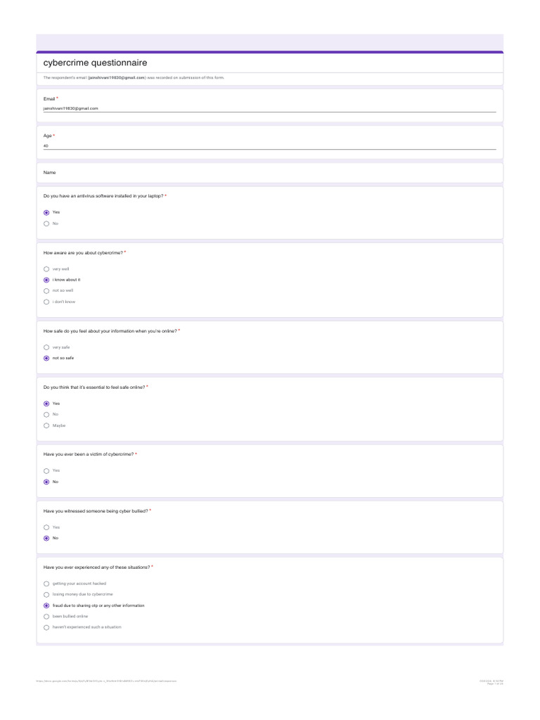 Cybercrime Questionnaire | PDF | Cybercrime | Cyberbullying