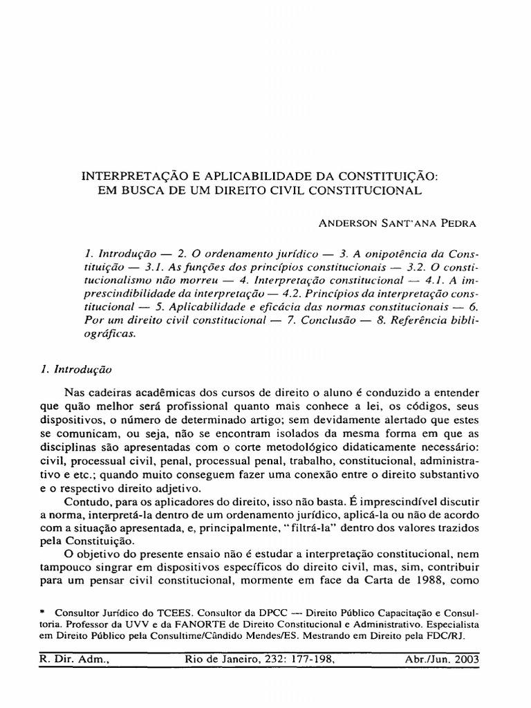 Interpretação Constitucional e Direito Civil | PDF | Constituição | Lei ...
