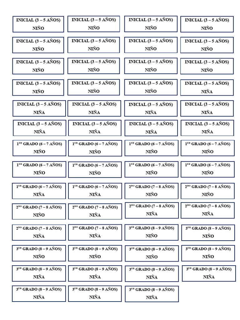 Nombres Edades Grado | PDF