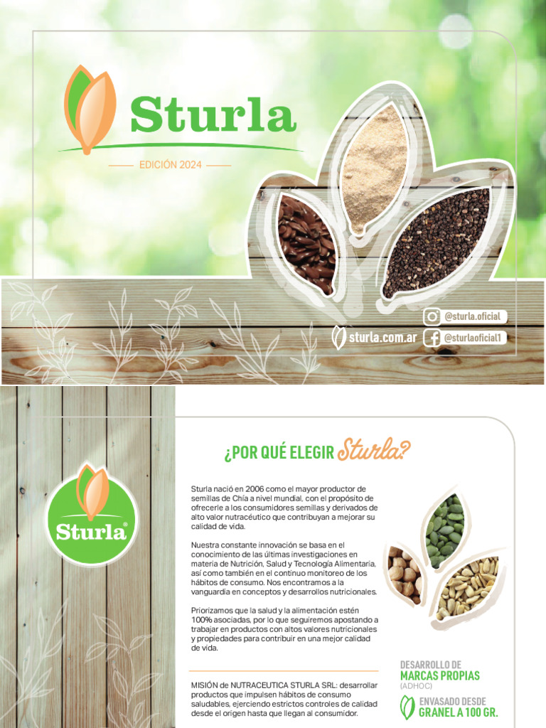 Semillas y productos nutracéuticos Sturla | PDF | Quinua | Alimentos