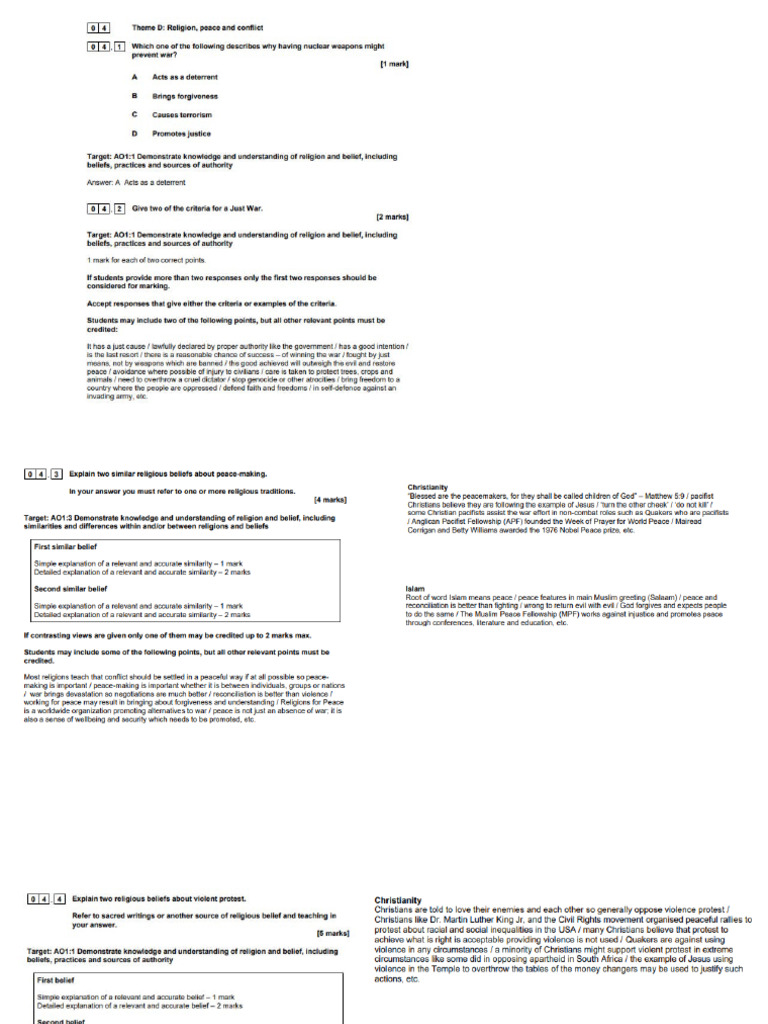 P and Conflict - Mark Scheme 2021 | PDF
