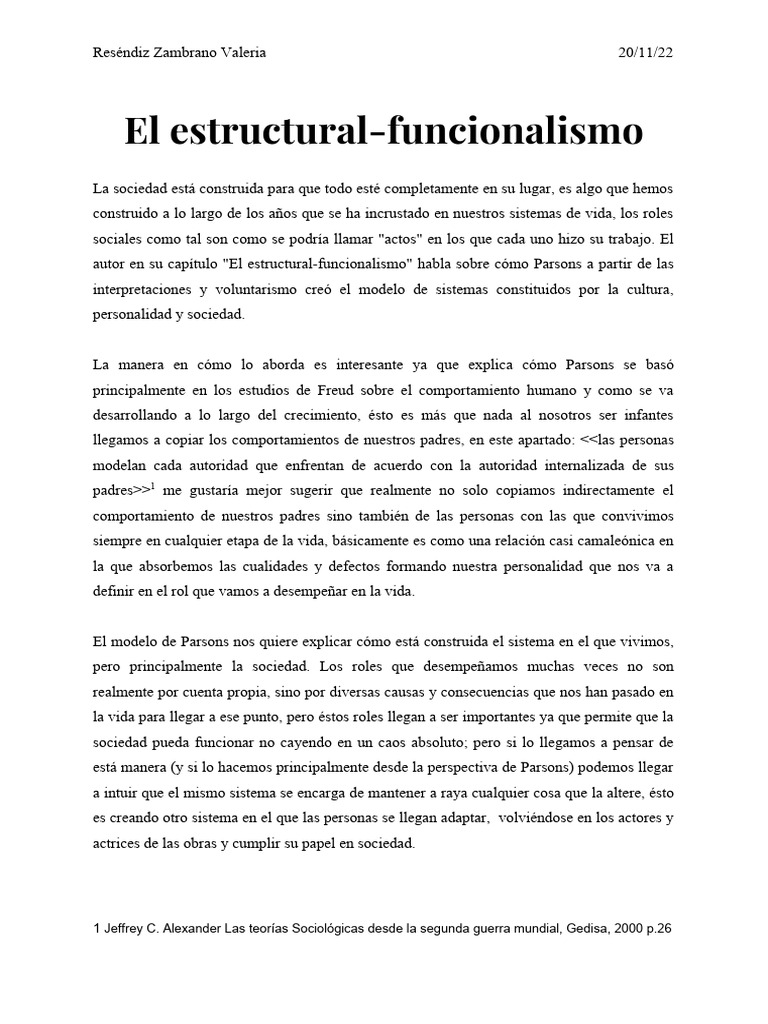 El Estructural-Funcionalismo | PDF | Sociedad | Sociología