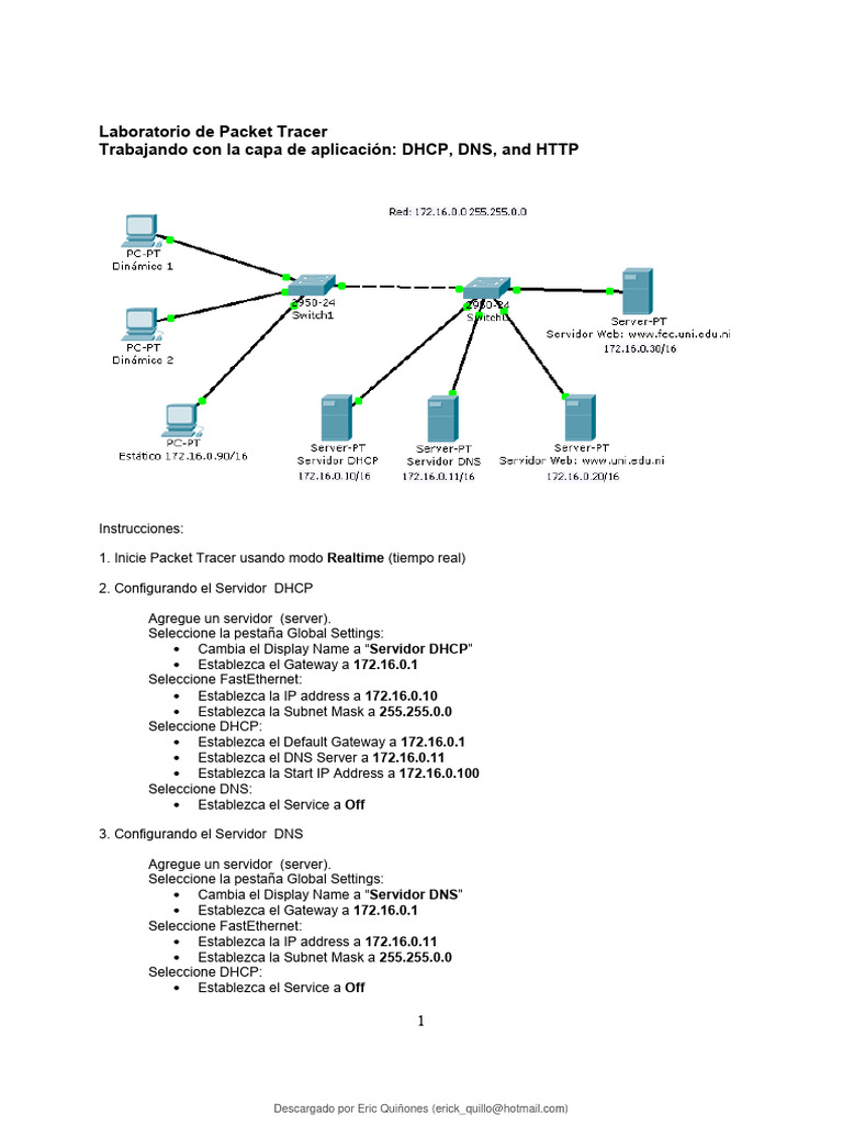 Practica Servidor DNS Web Packet Tracer-2 | Descargar gratis PDF | Dirección IP | sistema de ...